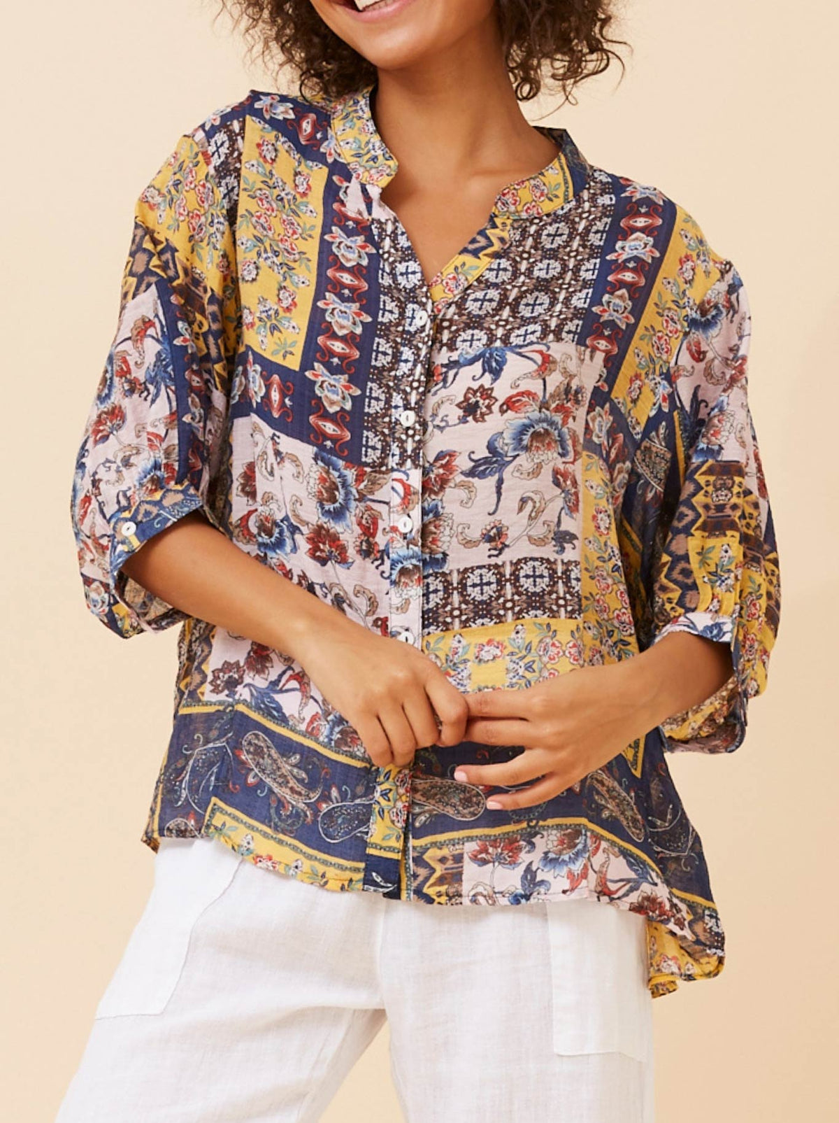 CAROLINE K MORGAN FLORAL SHIRT WITH BACK BUTTONS – ENNI