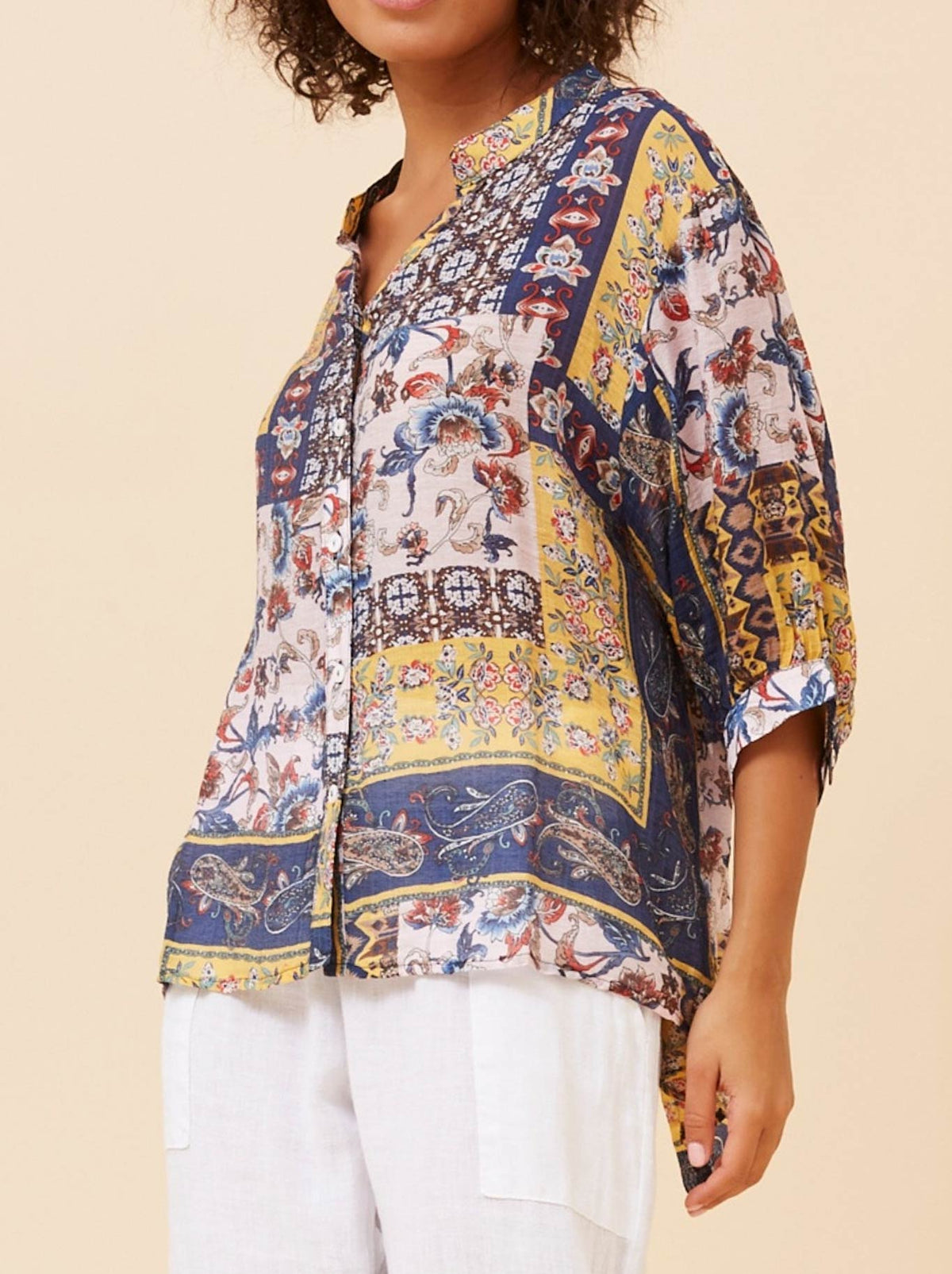 CAROLINE K MORGAN FLORAL SHIRT WITH BACK BUTTONS – ENNI