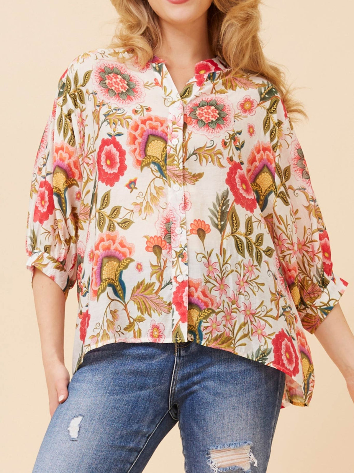 CAROLINE K MORGAN 3/4 SLEEVE SHIRT WITH BACK BUTTONS – ENNI